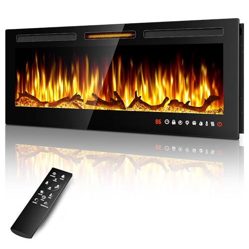 ALPACA 60" Slim Electric Fireplace Recessed and Wall Mounted,Wall ...