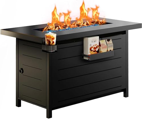 Ciays 43? Propane Fire Pit Table with Glass Beads & Lid, CSA-Certified ...