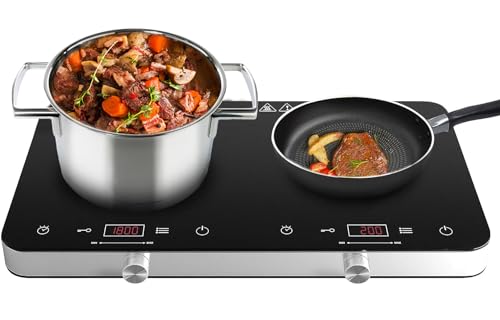 COOKTRON Induction Cooktop Double Burner, 1800W Induction Cooker ...
