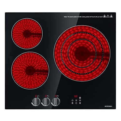Eelectric Cooktop 24 inch, ECOTOUCH 3 Burner Radiant Electric Cooktop ...