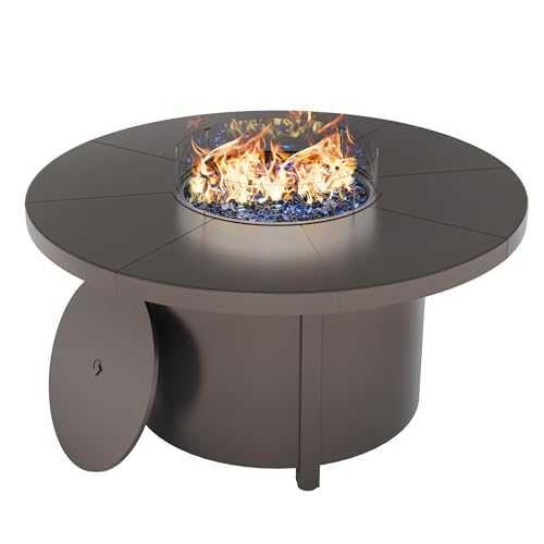 Kullavik 48 Inch Outdoor Propane Fire Pit Table,Outdoor Round Fire Pit ...