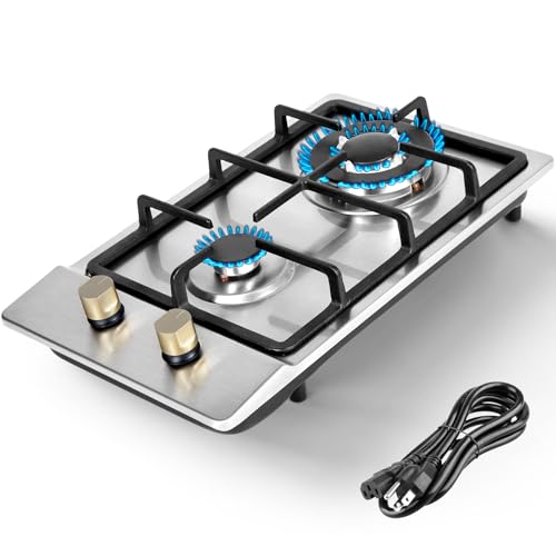 Llamaviva Gas Stove 12 Inch, Propane Cooktop 2 Burner, Portable Gas ...