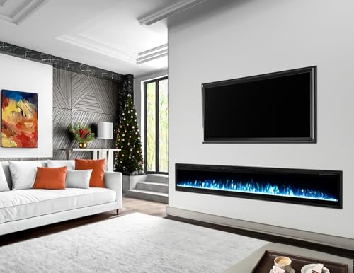 MELLCOM 100 inch Electric Fireplace Inserts, Recessed and Wall Mounted ...