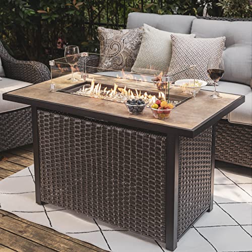 Nuu Garden Outdoor 43-Inch 50,000 BTU Propane Gas Fire Pit Table ...