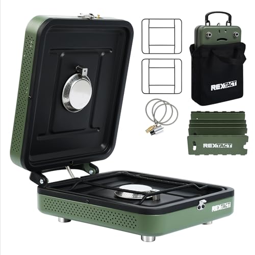 RexTact 2 Burner Camping Stove with Carrying Bag, Foldable Propane Camp ...