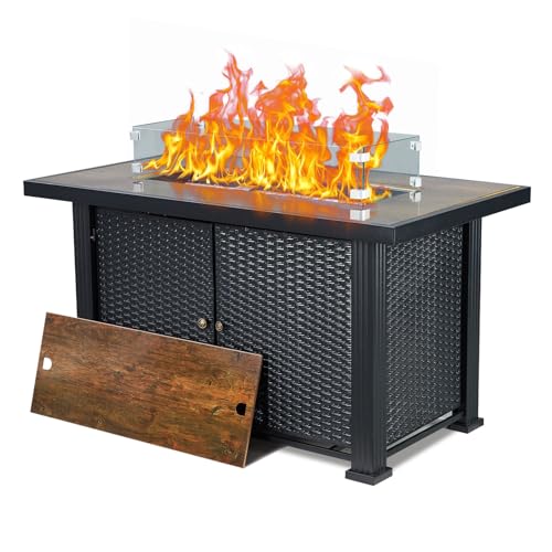 VORTEXTOVE Propane Fire Pit Table 44”,50000 BTU LP Gas Fire Pit Table ...